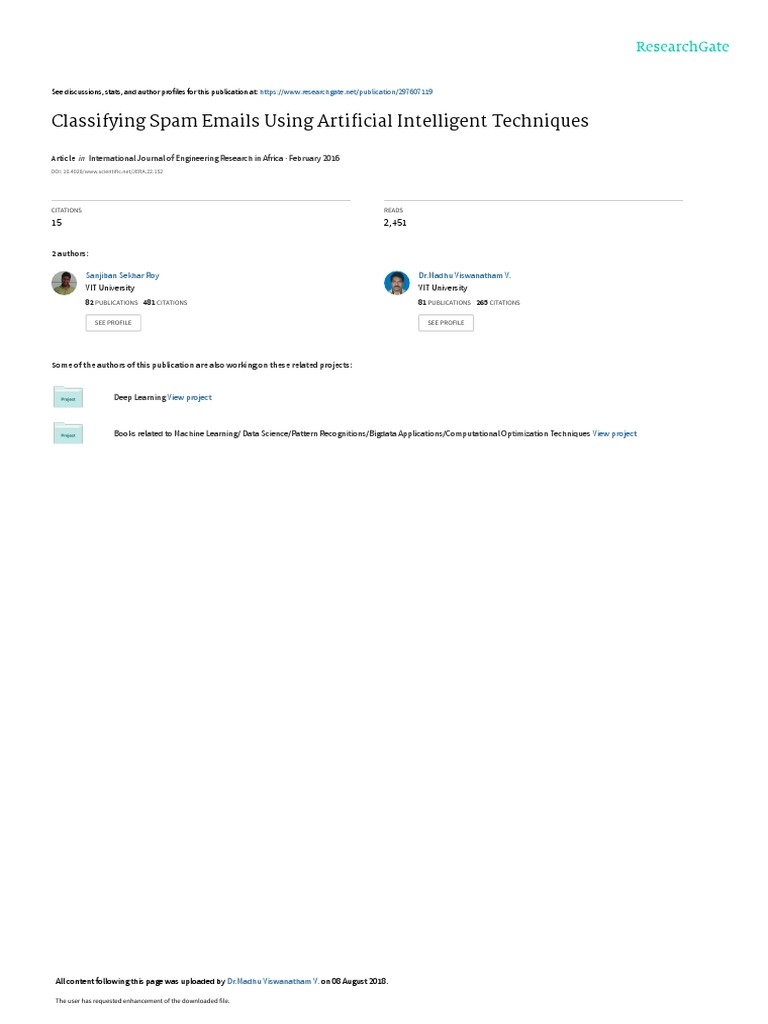 Spam Email Using Machine Learning | PDF | Machine Learning ...