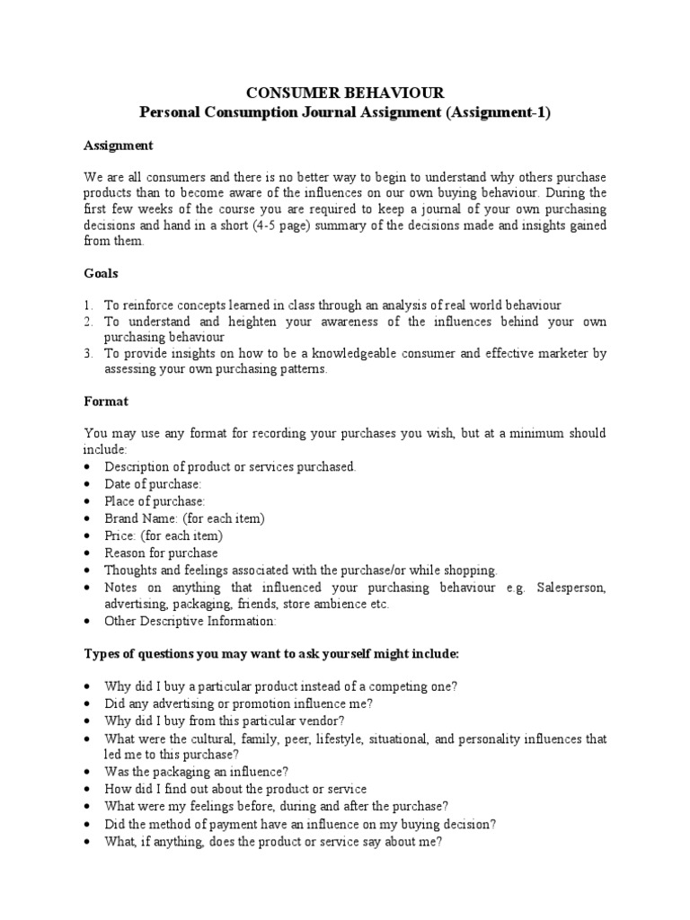 Assignments Consumer Behaviour | PDF | Consumer Behaviour | Behavior