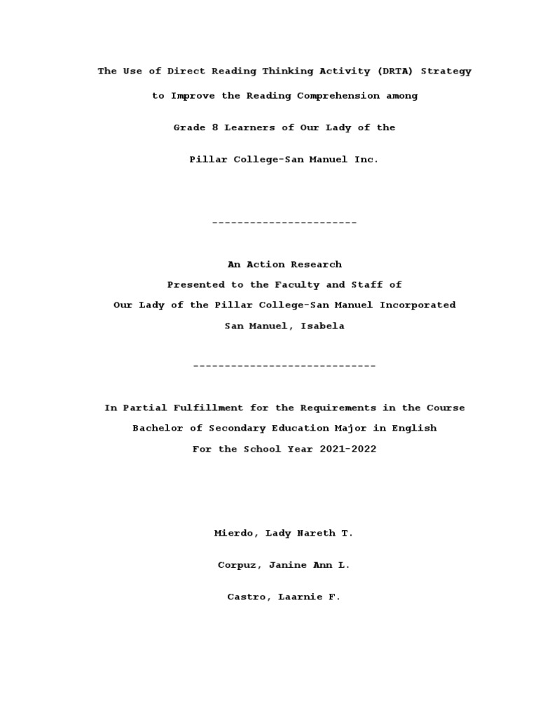Drta Revise Final | PDF | Reading Comprehension | Learning