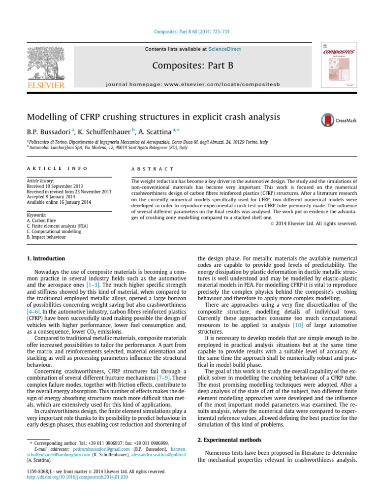 Modelling Of Cfrp Crushing Structures In Explicit Crash Analysis Pdf