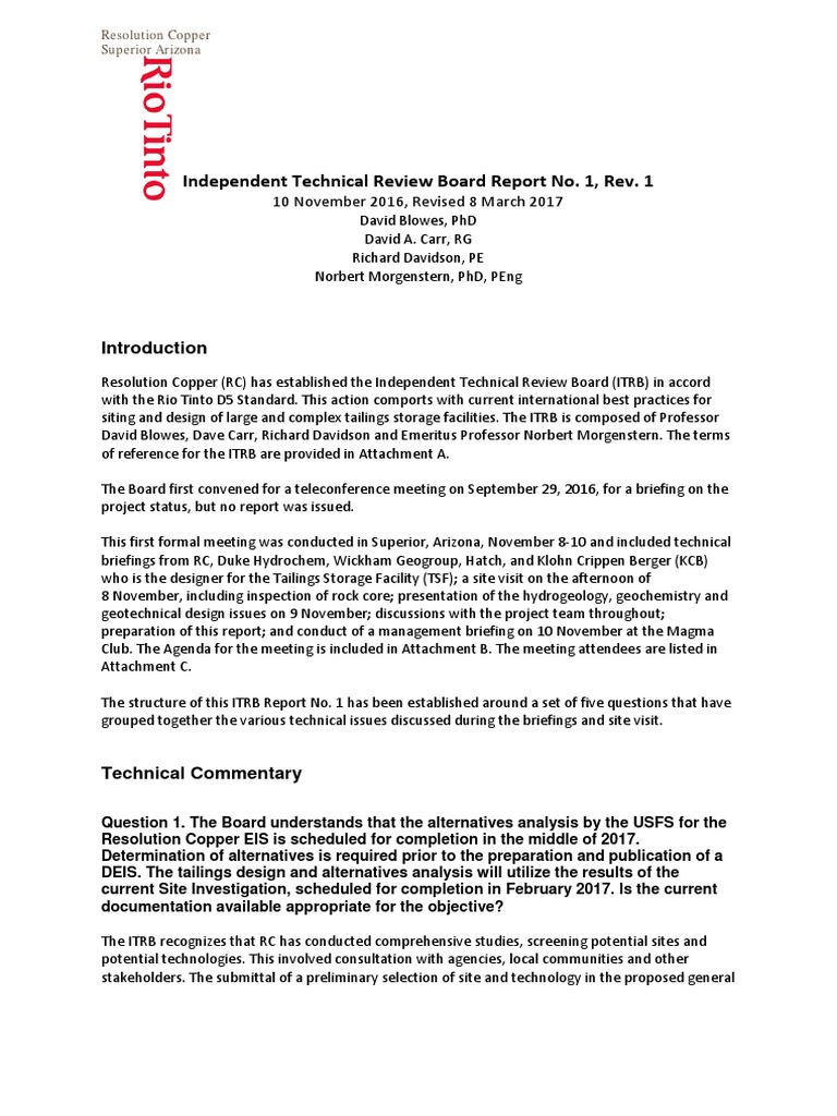 Resolution Technical Review Board 2017 | PDF | Dam | Hydrogeology