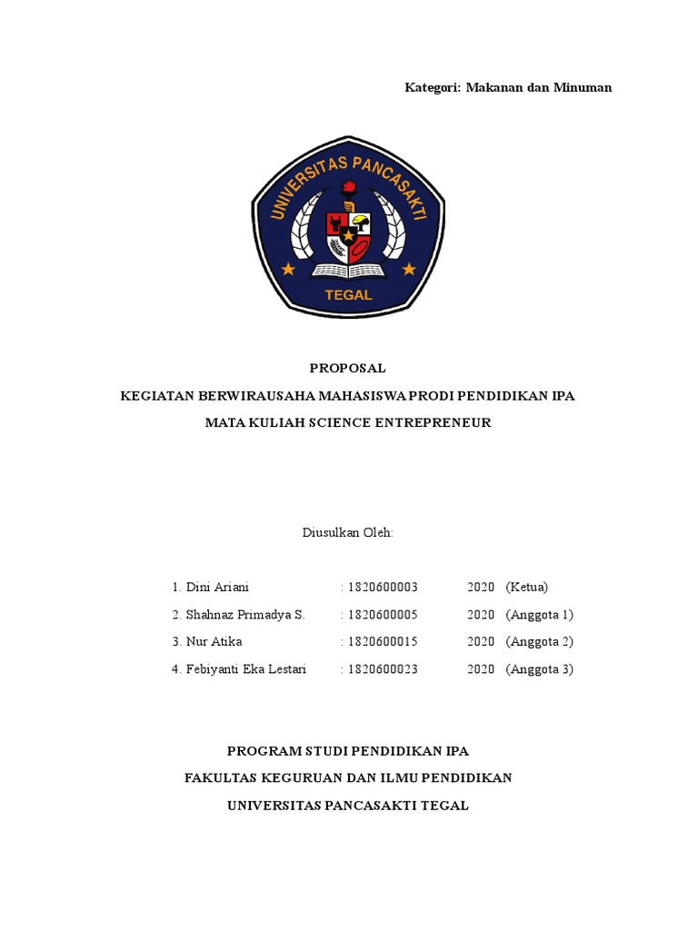 Proposal Science Entrepreneur | PDF
