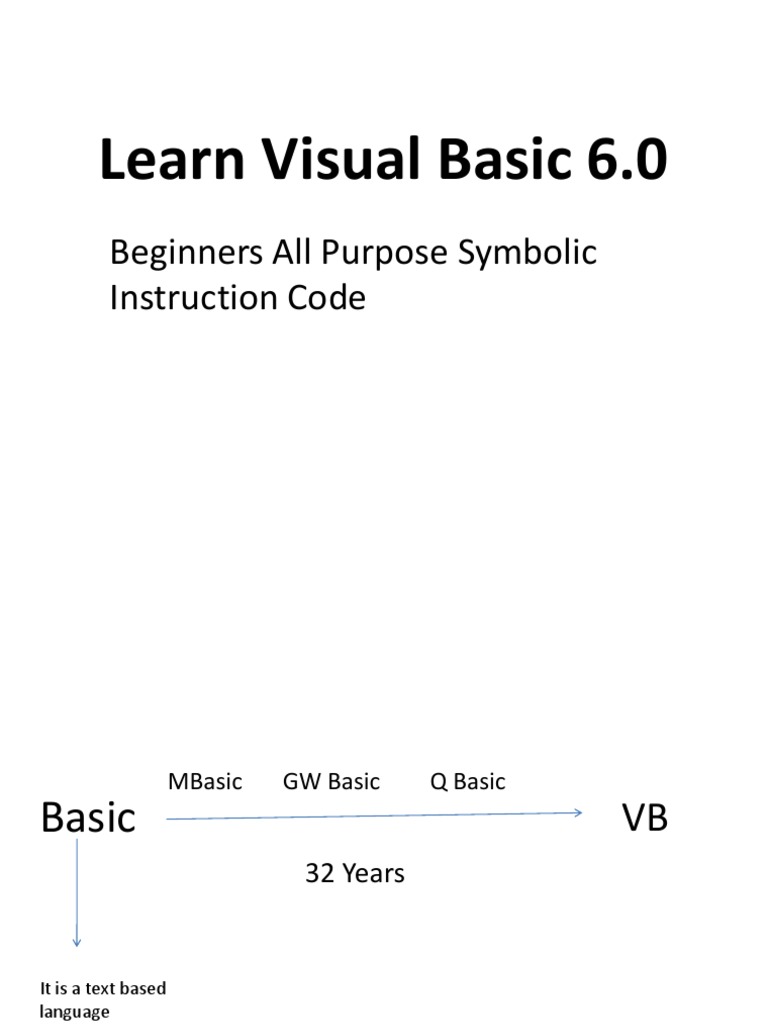 Learn Visual Basic 6.0: Beginners All Purpose Symbolic Instruction Code ...
