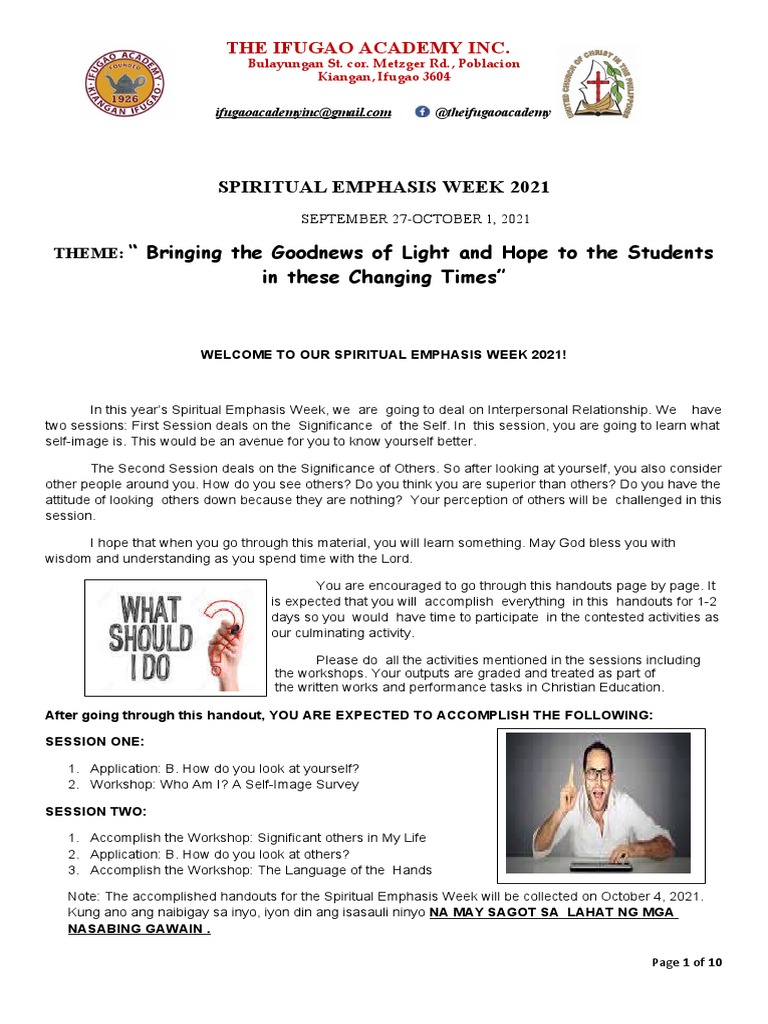 Spiritual Emphasis Week 2021 | PDF | Jesus | Humility