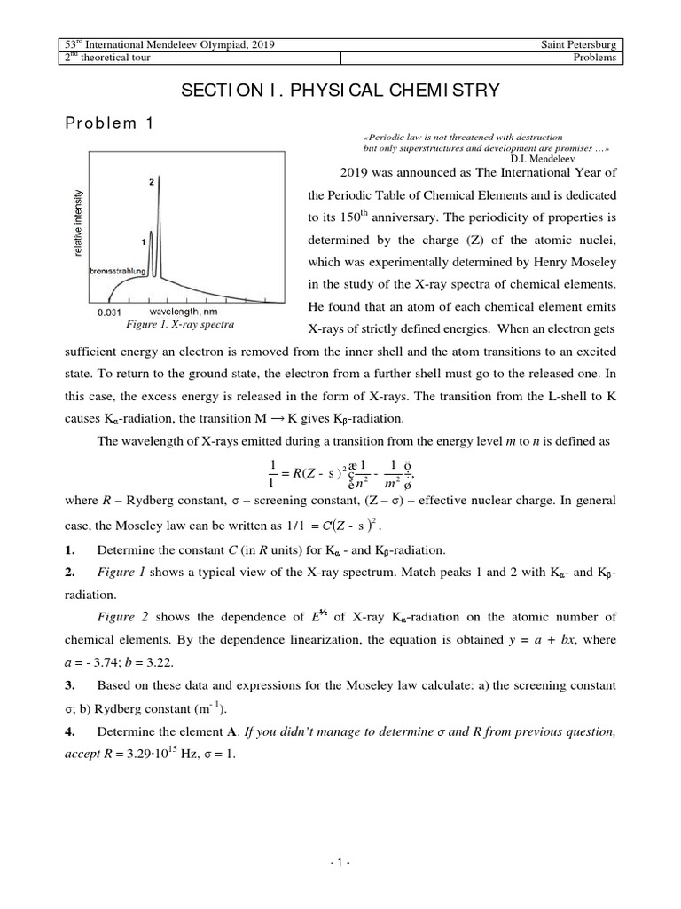 Section I. Physical Chemistry: Problem 1 | PDF | Aromaticity | Propane
