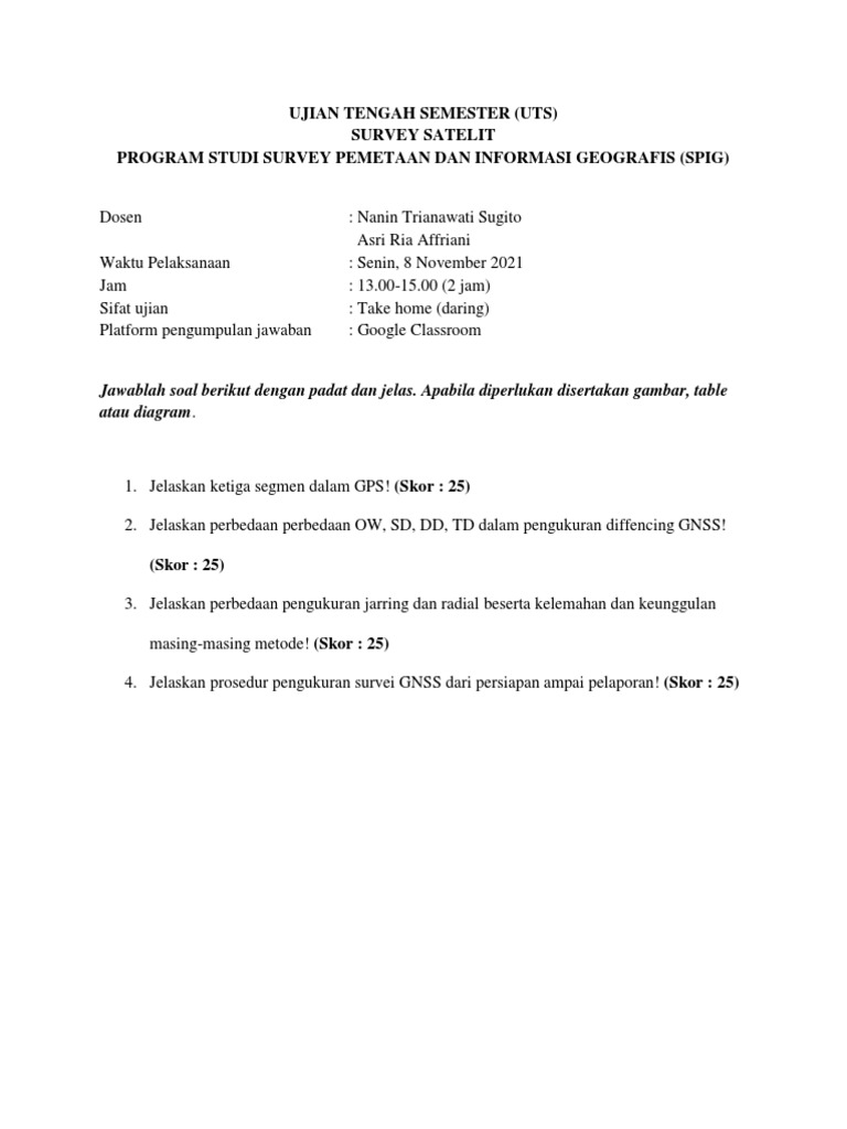 Soal Uts Gps - 2021 | PDF