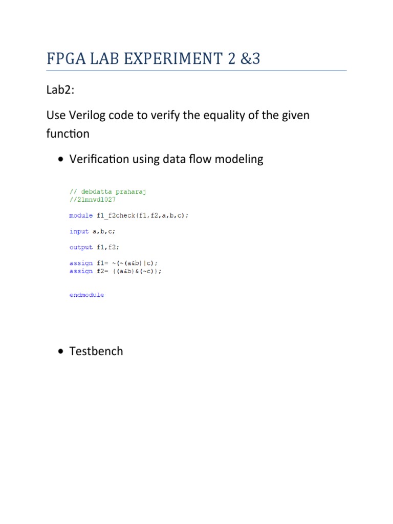 Fpga Lab Experiment 2&3 | PDF