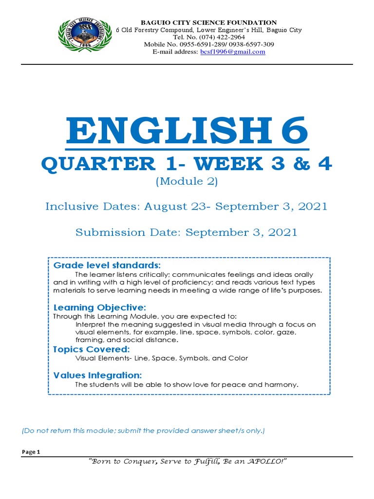 English 6: Quarter 1-Week 3 & 4 | PDF | Color | Symbols