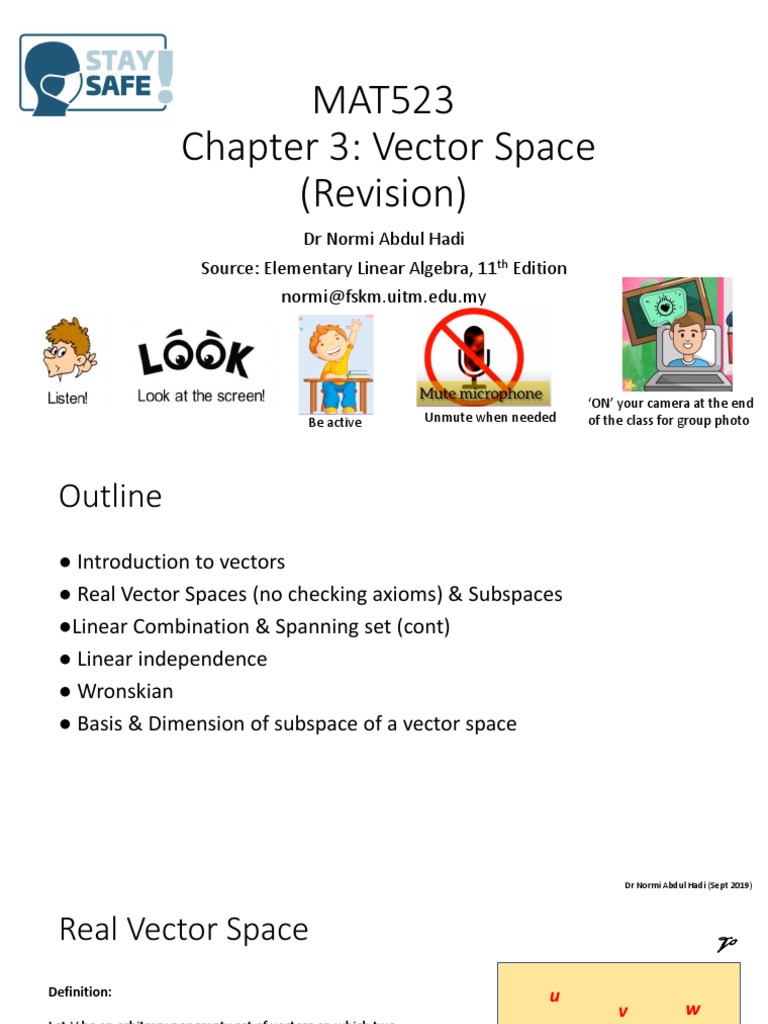 MAT523 Chapter 3.1 - Vector Space | PDF | Basis (Linear Algebra) | Linear Subspace