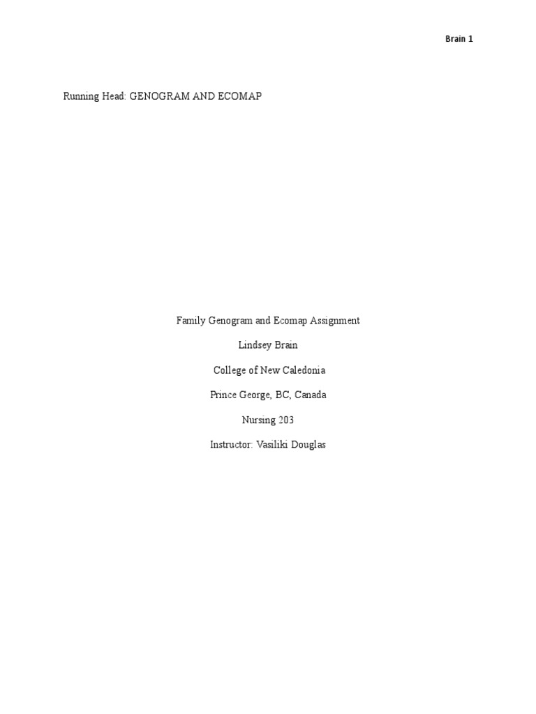 Family Health Genogram and Ecomap Analysis | PDF | Stress (Biology ...
