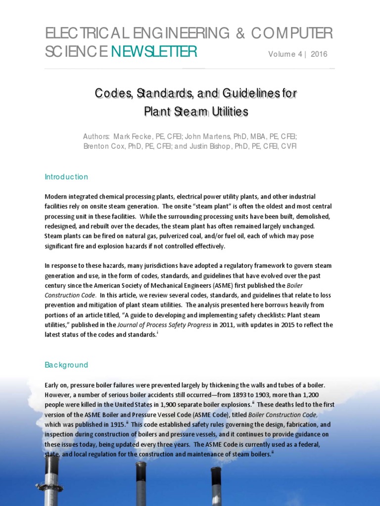 Codes Standards and Guidelines For Plant Steam Utilities | PDF | Boiler ...