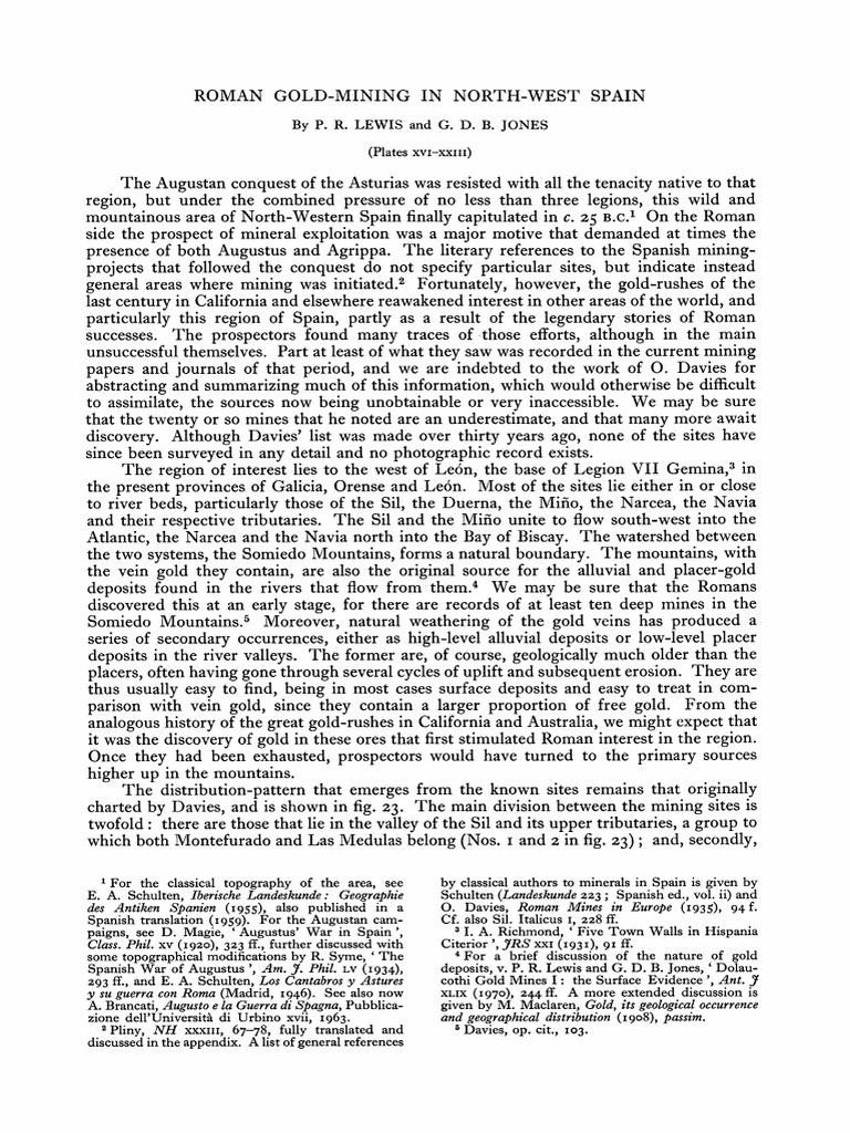 Lewis-1970-Roman Gold-Mining in North-West Spain | PDF | Mining | River