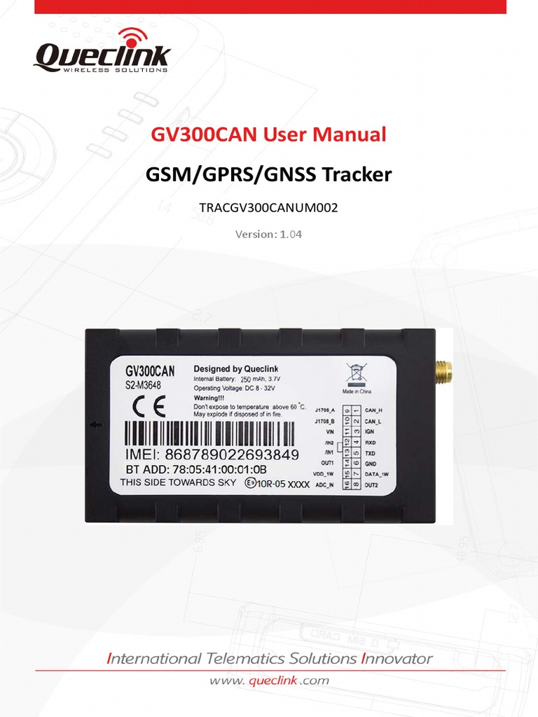 GV300CAN User Manual V1.04 | PDF | Antenna (Radio) | Input/Output