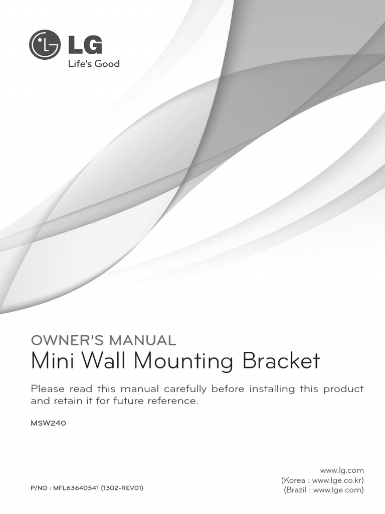 MSW240 Wall Mount Installation Guide | PDF | Screw | Drill