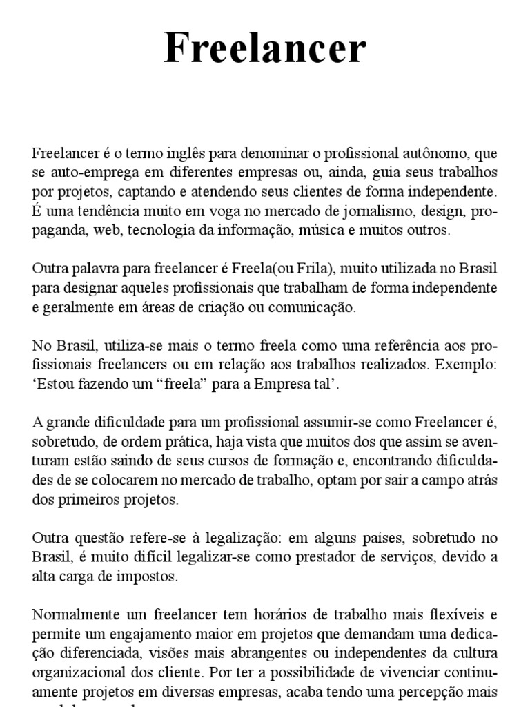 Freelancer PDF | PDF | Trabalhador autônomo | Business