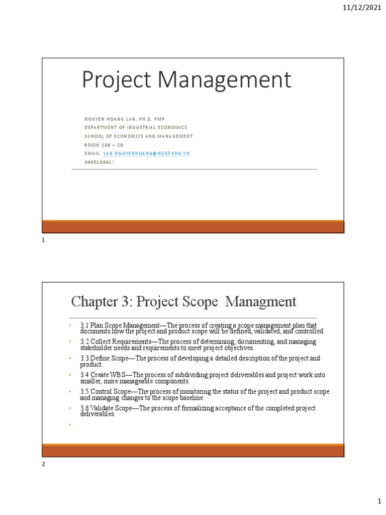 Project Management: Chapter 3: Project Scope Managment | PDF | Project ...