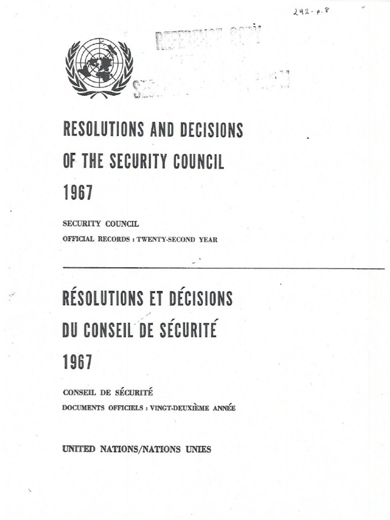 UNSC Resolution 242 (1967) - Retrait Des Territoires Occupés (Israël ...
