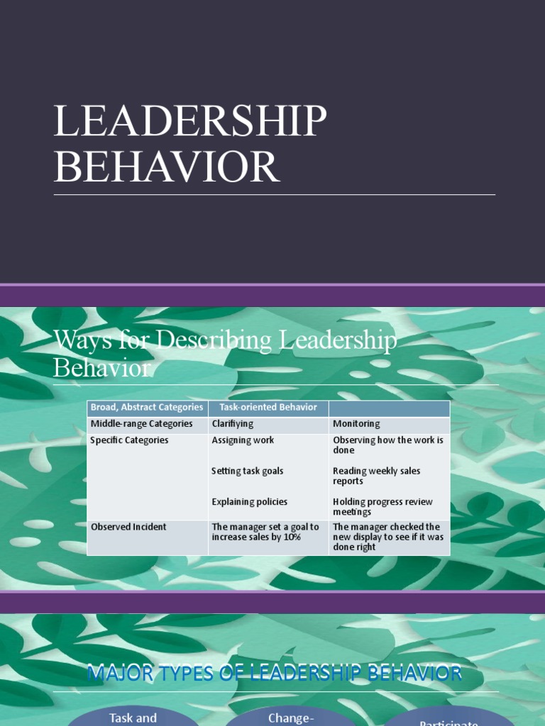Chapter 3. Leadership Behavior | PDF | Leadership | Behavior