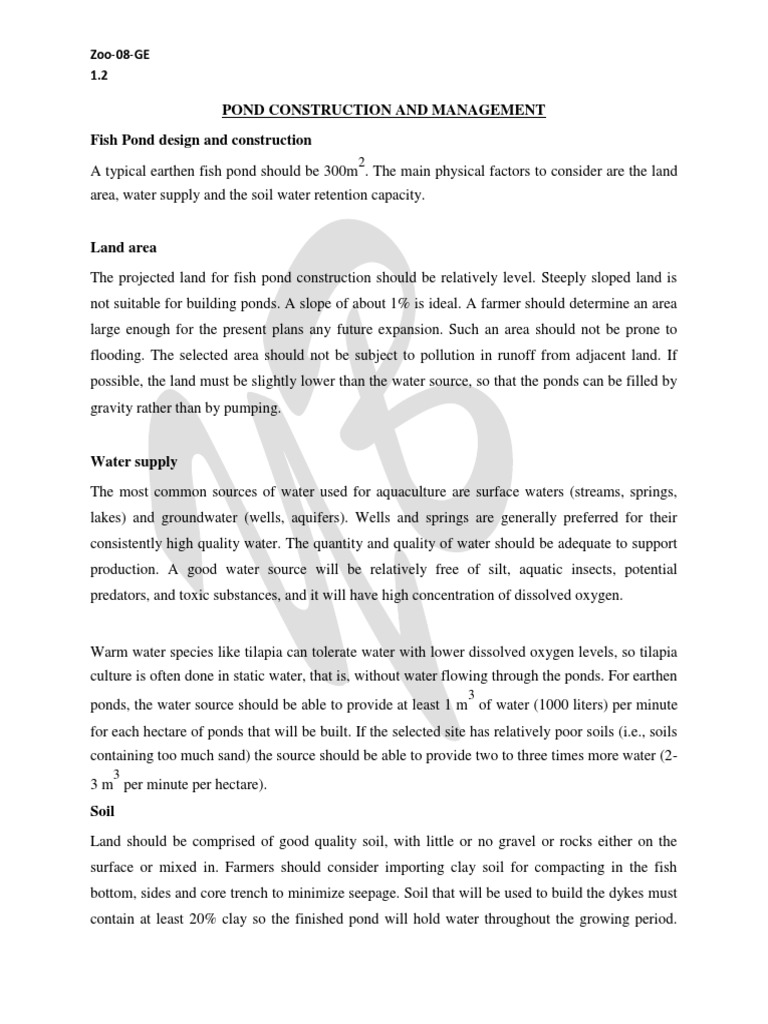 Pond | PDF | Water | Levee