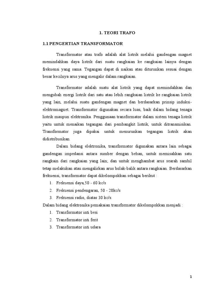 SMTR II - Pertemuan 6 - Transformator | PDF