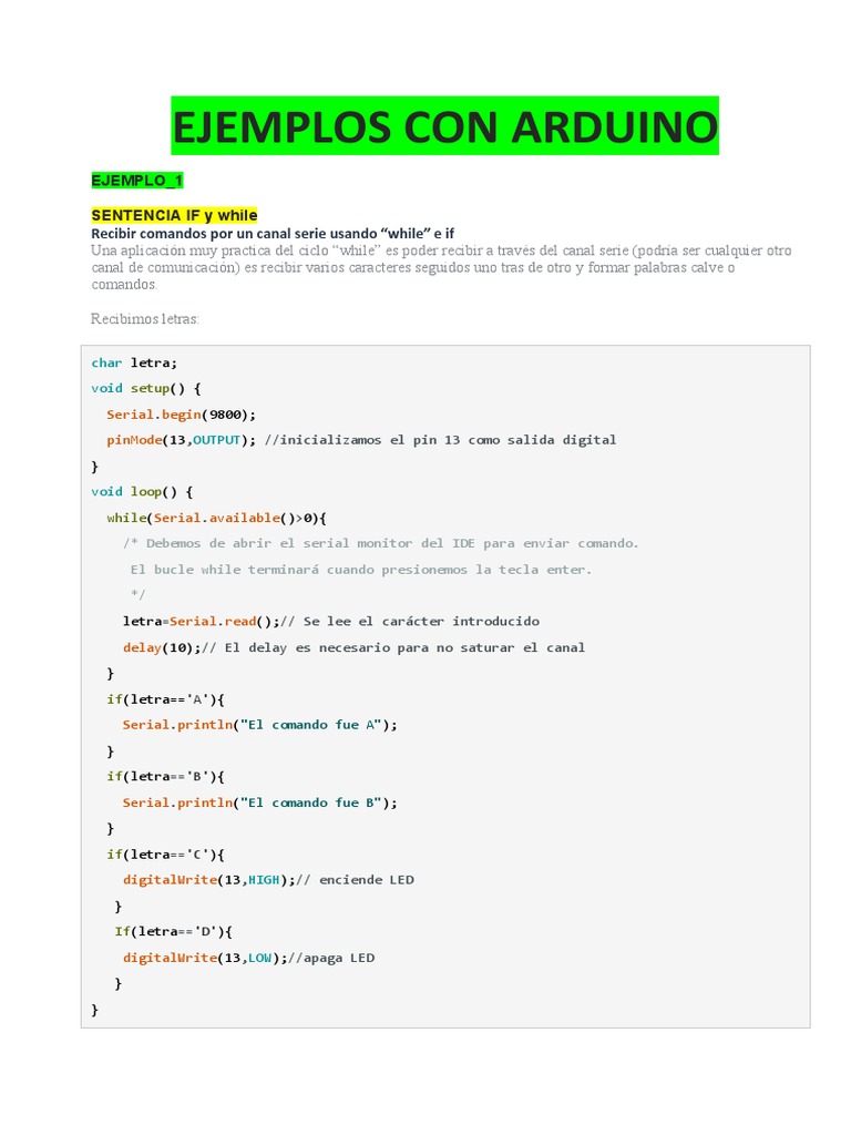 Ejemplos Con Arduino | PDF | Arduino | Informática