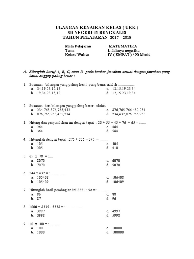 Format Soal Ujian Baru | PDF