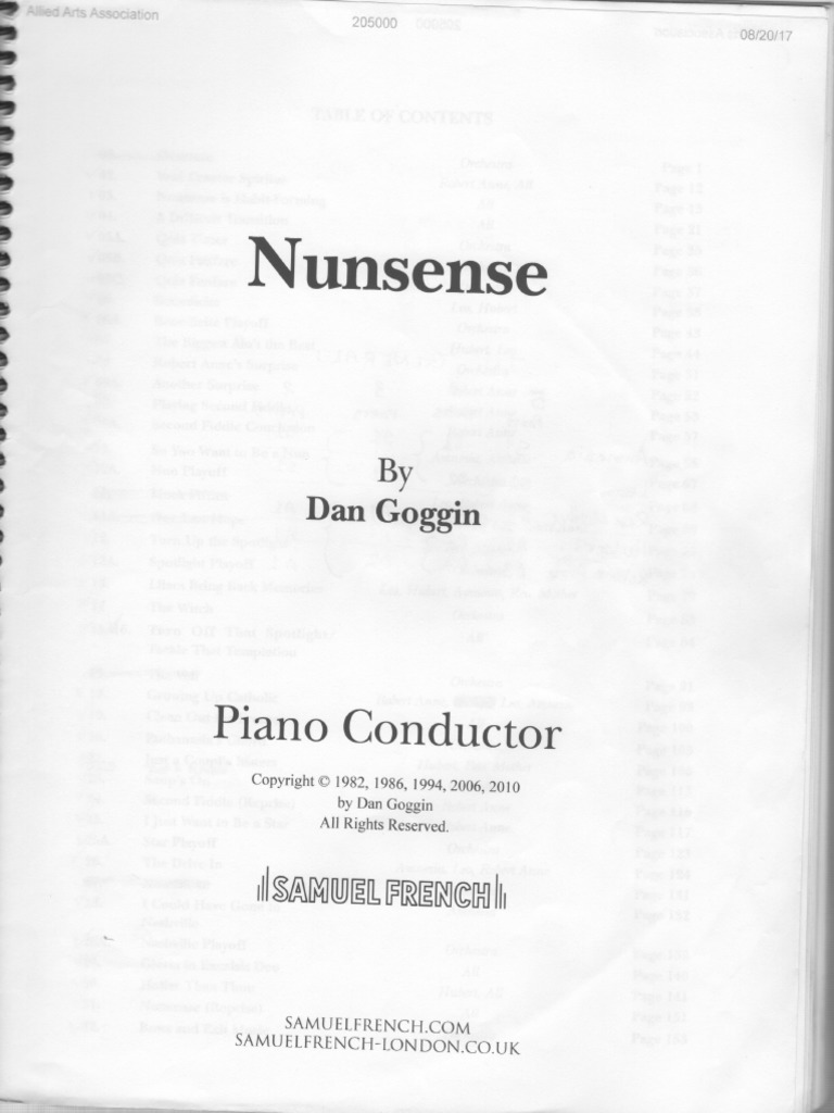 Qdoc - Tips Nunsense Score Dan Goggin | PDF