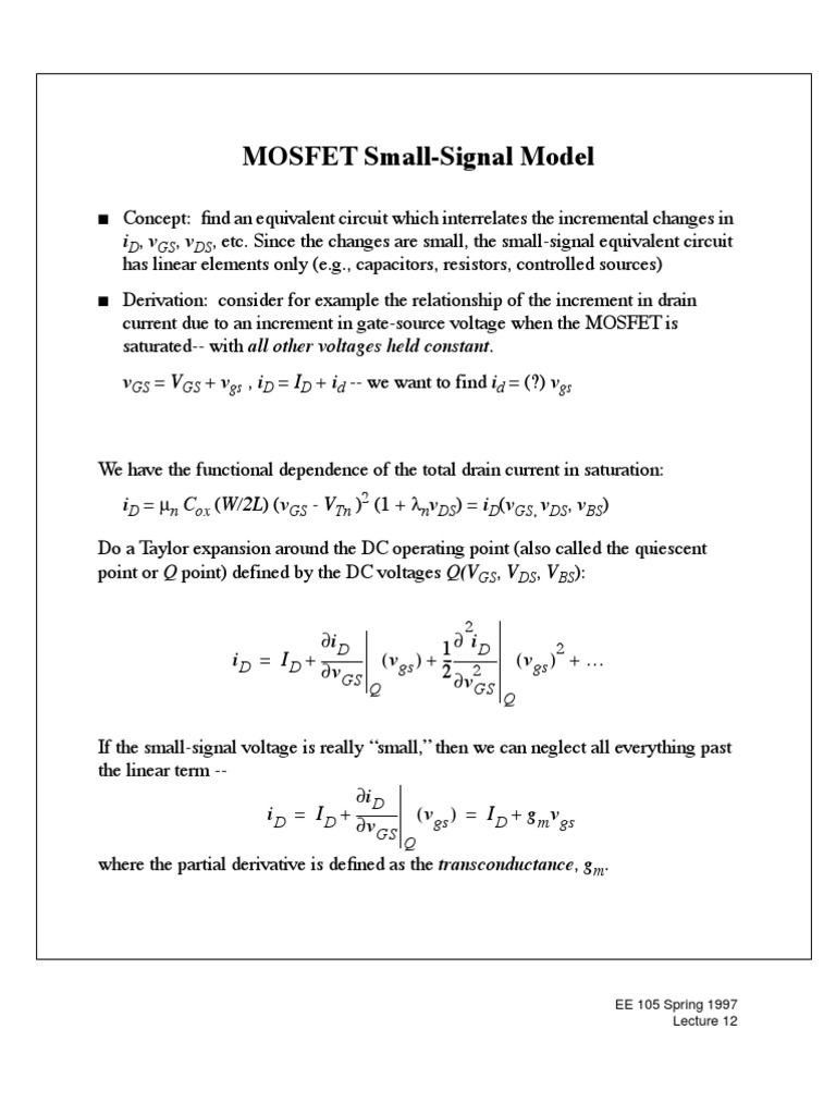MOS Small Signal Model | Download Free PDF | Mosfet | Spice