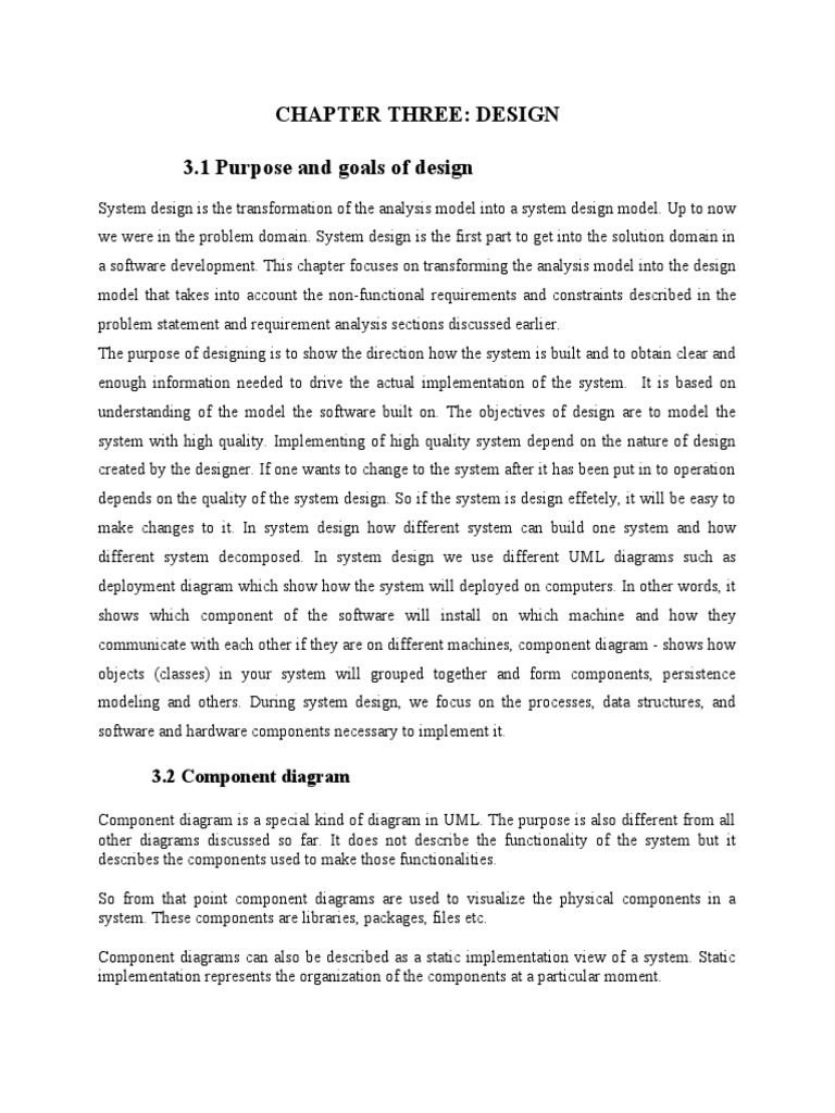 Chapter Three: Design 3.1 Purpose and Goals of Design: 3.2 Component ...