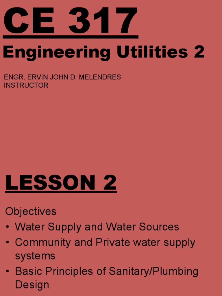 Engineering Utilities 2: Engr. Ervin John D. Melendres Instructor | PDF ...