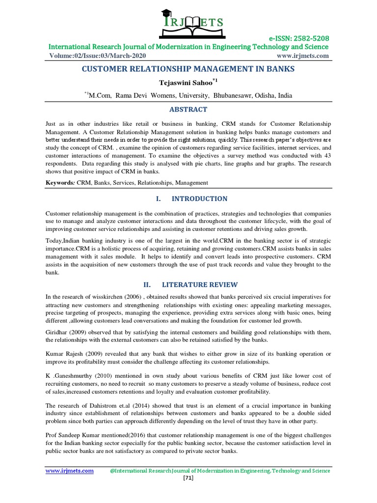 Customer Relationship Management in Bank | PDF | Customer Relationship ...