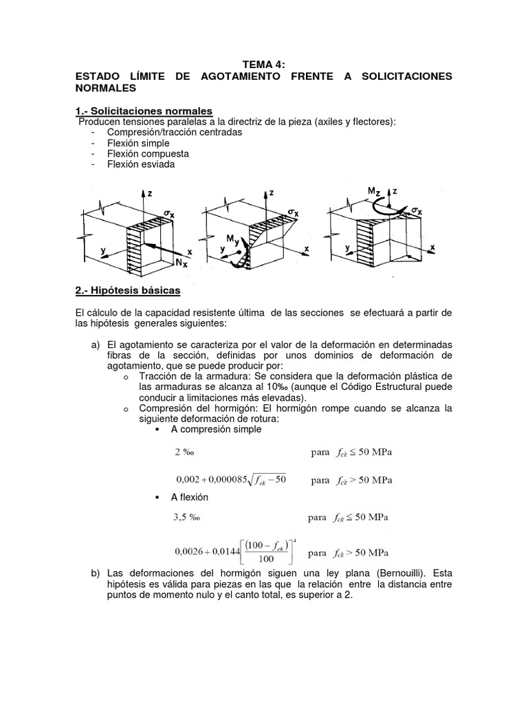 Tema 4 - Estado Límite de Agotamiento Frente a Tensiones Normales (1) | PDF | Braguero | Doblar