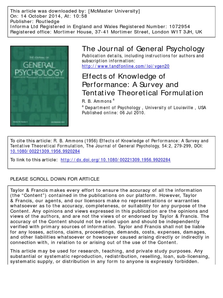 Ammons 1956 | PDF | Motivational | Motivation