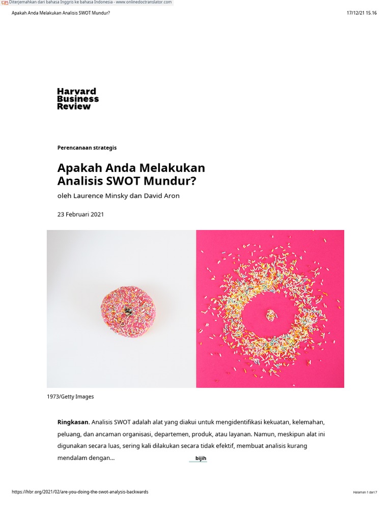 Analisis SWOT: Metode Terbalik Efektif | PDF | Karier & Perkembangan ...