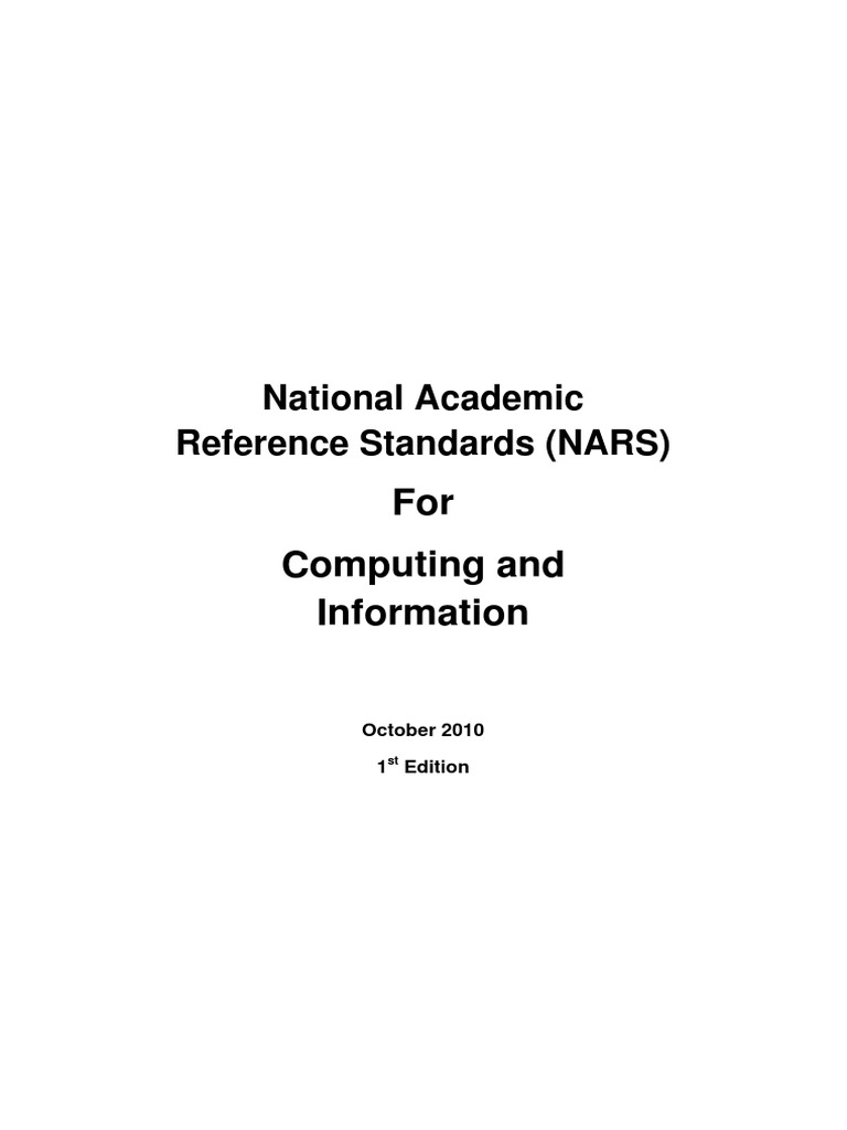 National Academic Reference Standards (NARS) for Computing and ...