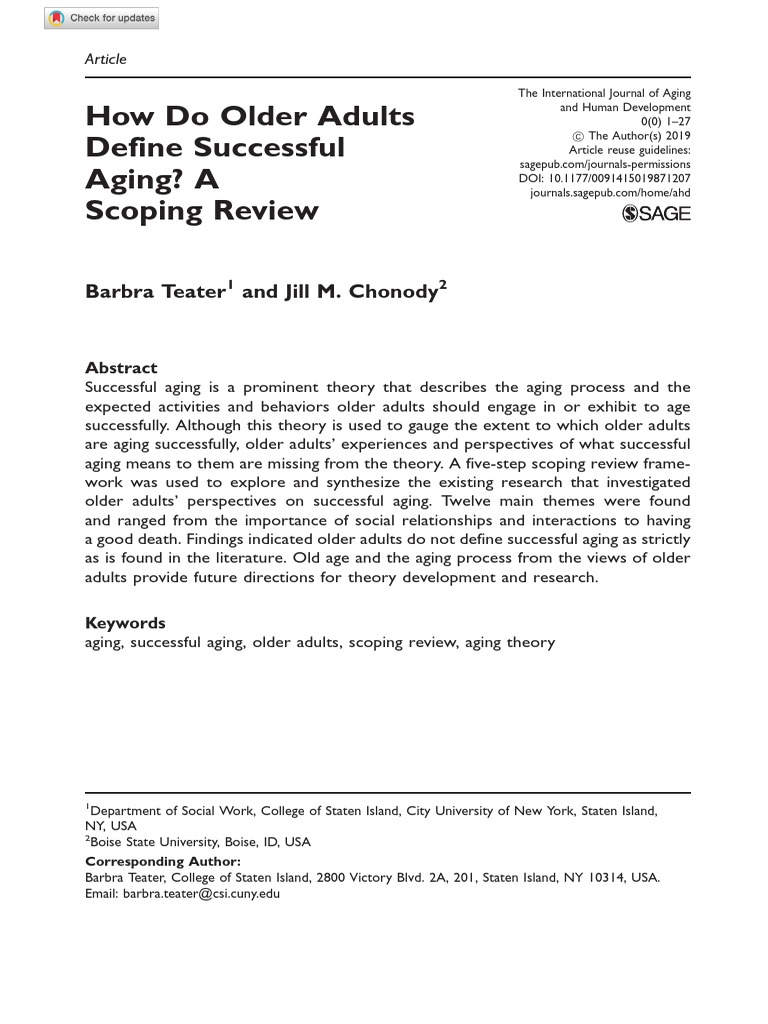How Do Older Adults Define Successful Aging? A Scoping Review | PDF ...