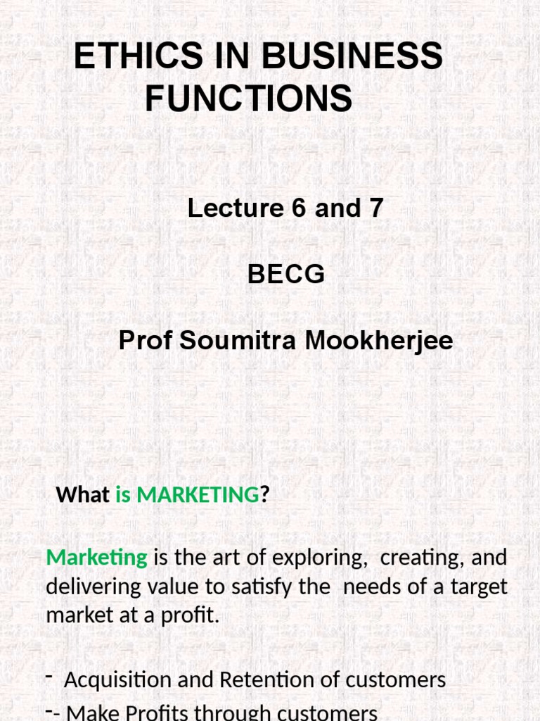 BECG Ethics in Marketing Lecture 6 and Lecture 7 Nov 2021 | PDF ...