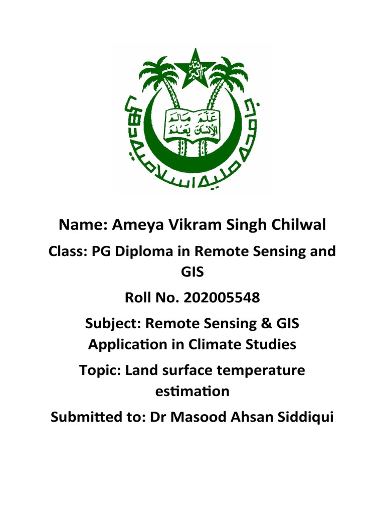 Land Surface Temperature Estimation Pdf Remote Sensing Geographic Information System