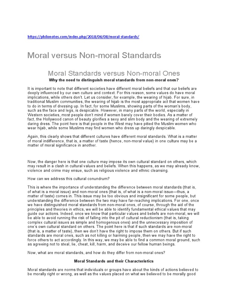 Distinguishing Moral and Non-Moral Standards | PDF | Morality | Value ...