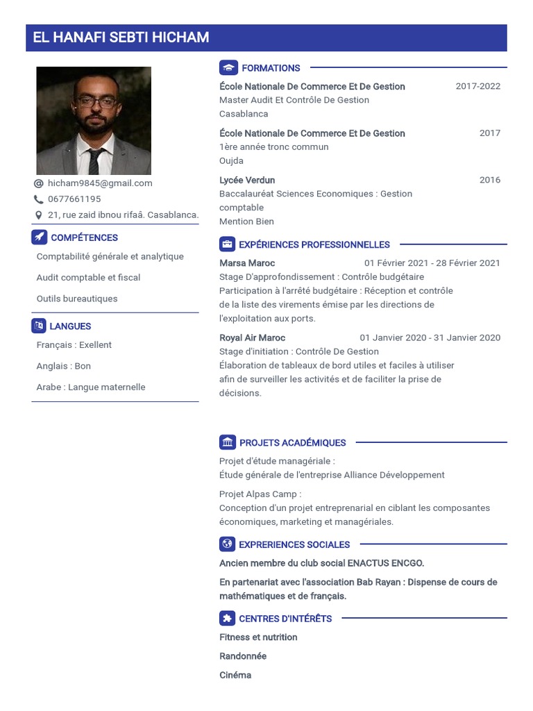 CV Hicham | PDF | Économie | Business