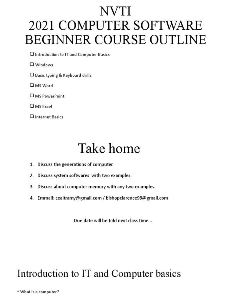 Nvti Outline 2021 | PDF | Microsoft Word | Microsoft Excel