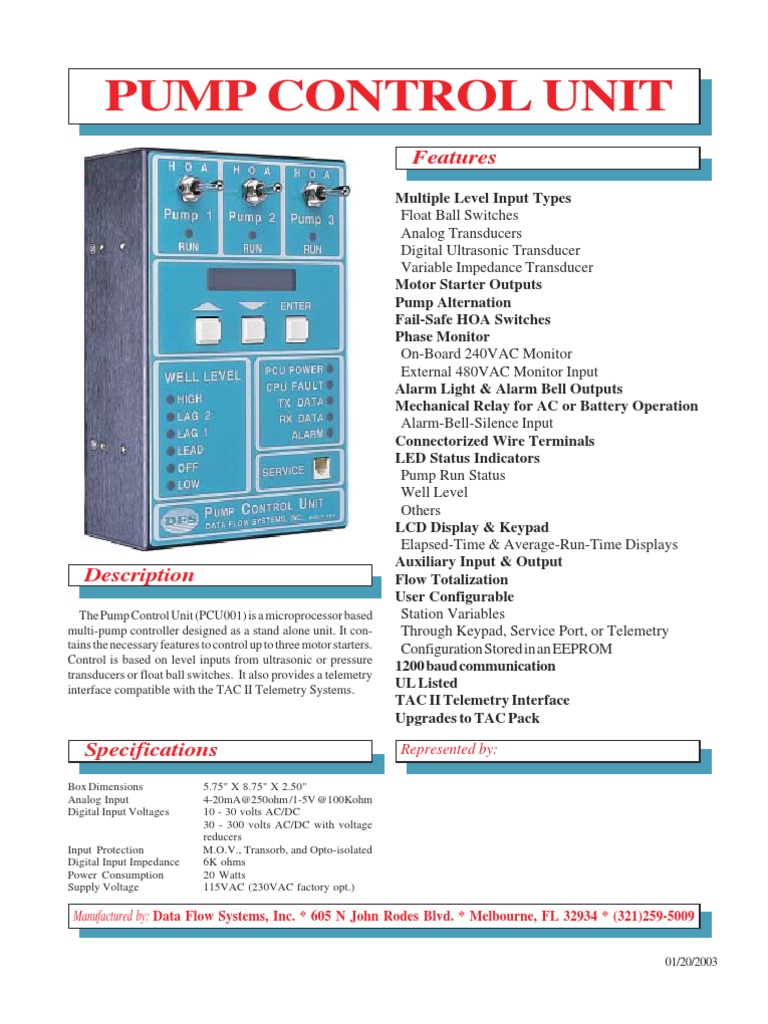 Pump Control Pcu001 | PDF | Relay | Telemetry