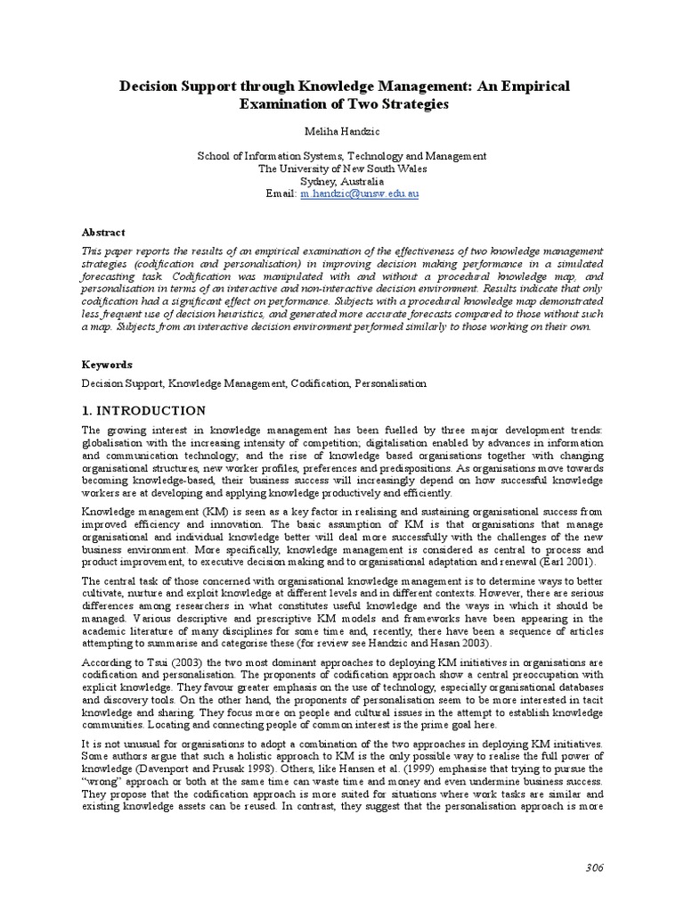 Decision Support Through Knowledge Manag | PDF | Knowledge Management ...