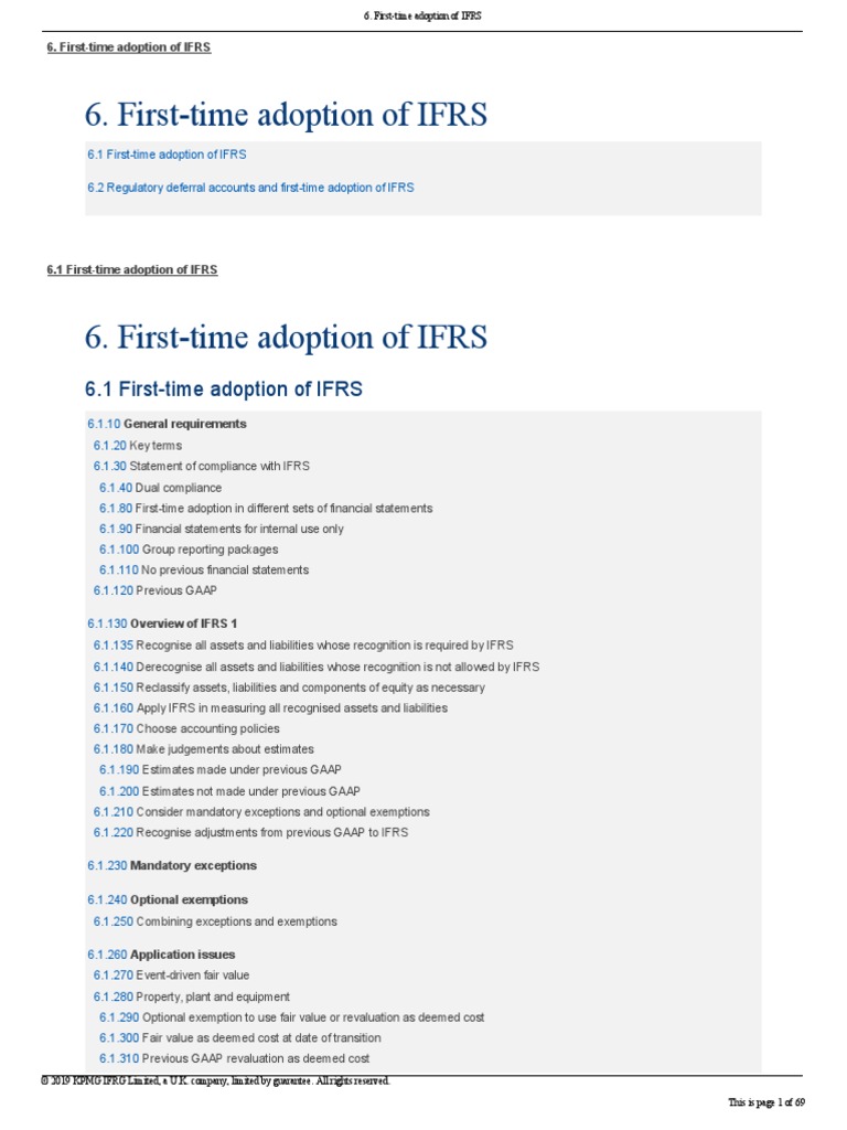 First-Time Adoption of IFRS | PDF | International Financial Reporting Standards | Financial ...
