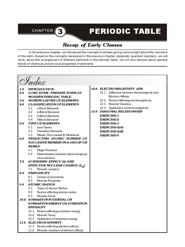 Unit 1 Periodic Table | PDF | Periodic Table | Chemical Bond