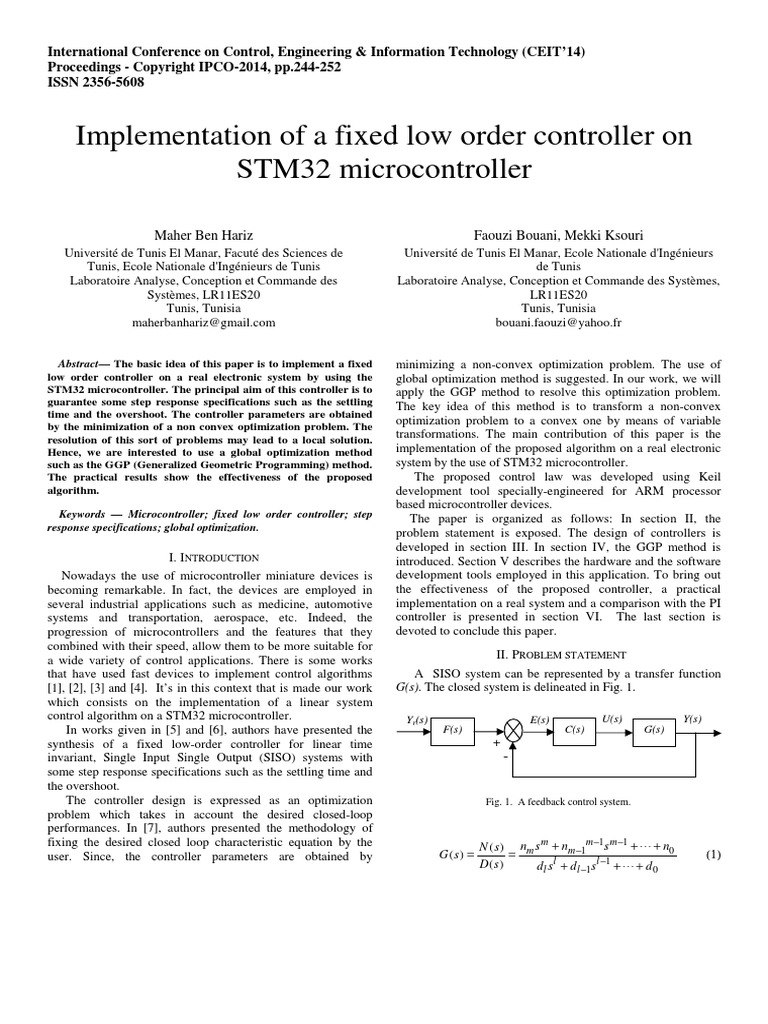 Implementation of A Fixed Low Order Controller On STM32 Microcontroller ...