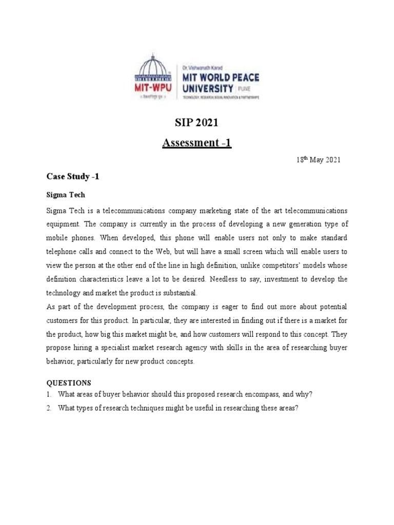 SIP 2021 Assessment-1 - Pre SIP | PDF | Market (Economics) | Forecasting