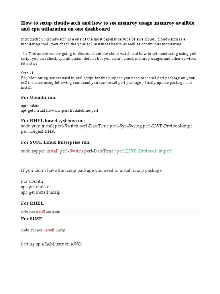 Setup Cloudwatch Dashboard for EC2 Metrics | PDF | Computer Science | System Software