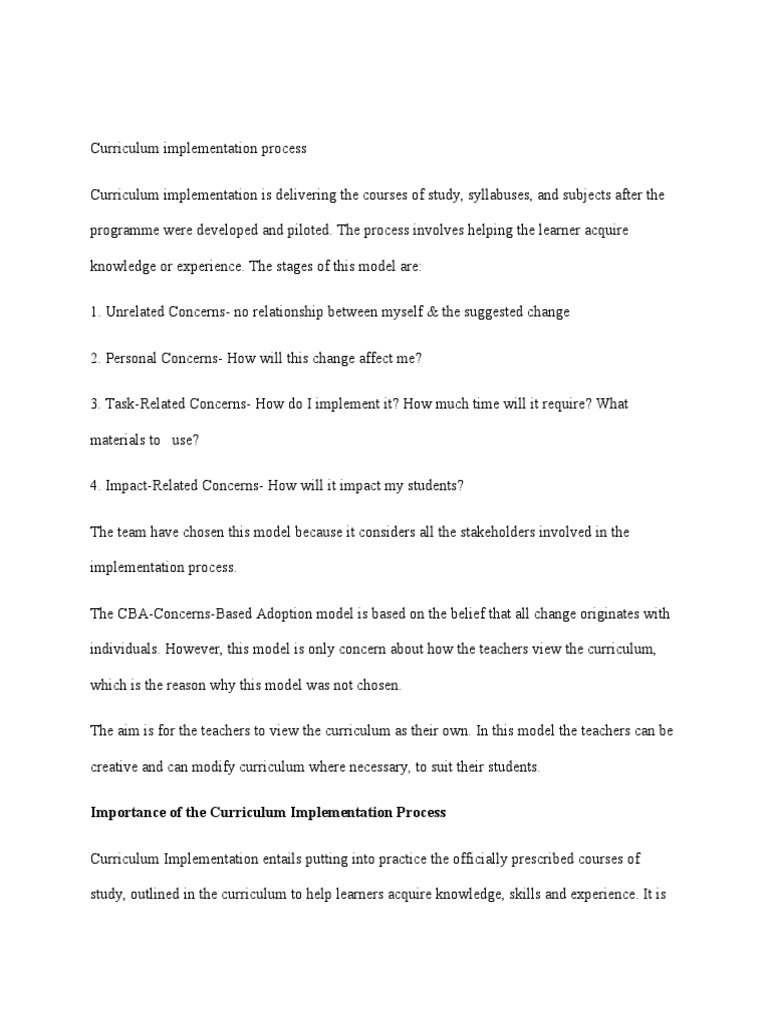 Importance of The Curriculum Implementation Process | PDF | Curriculum ...