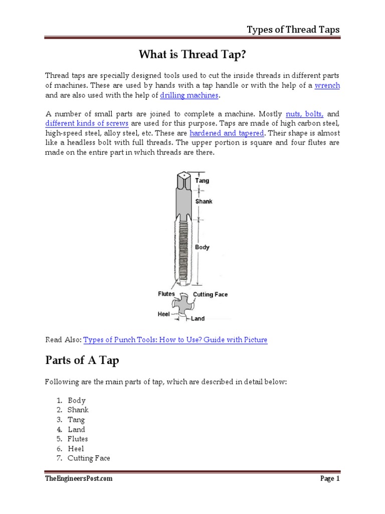 What Is Thread Tap | PDF | Screw | Machining